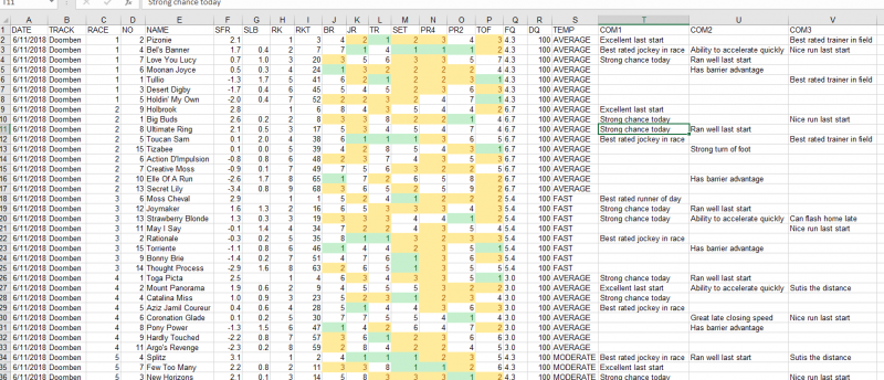 Horse Racing Excel Data Tutorial