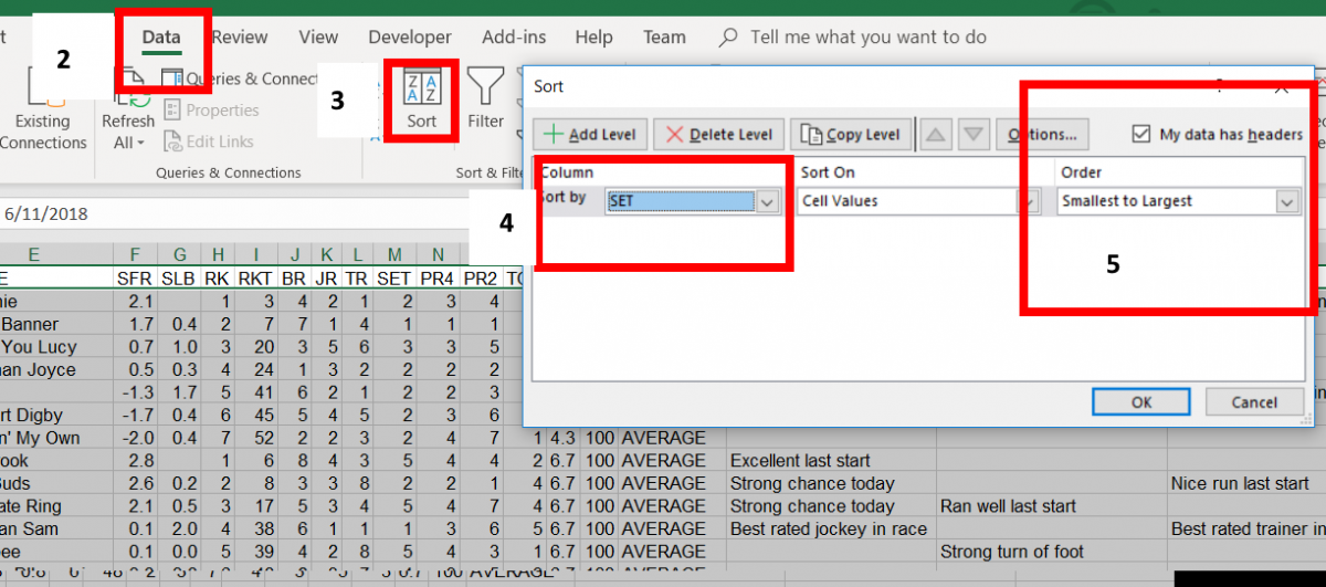 Horse Racing Excel Data Tutorial